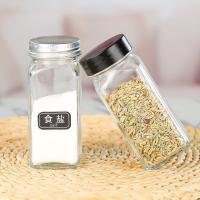 China 2.8*2.8*10.5cm Transparent Glass Jars 4oz Square Glass Spice Jars Condiment for sale