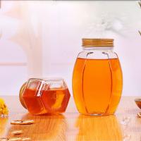 China Big Belly Honey Glass Jar 500ml Six Sided Heat Resistant ISO9001 for sale