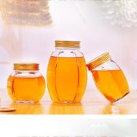 China Big Belly Honey Glass Jar 500ml Six Sided Heat Resistant ISO9001 for sale