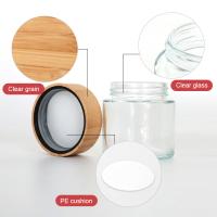 China Oil Concentrate Bamboo Transparent Glass Jars Childproof Lid Dia 64mm 120ml for sale