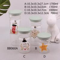 China 1L 1.35L 1.6L Large Clear High Borosilicate Glass Jar Bamboo Lid Washable Reusable for sale