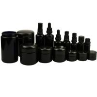 China Leakproof Glass Black Cosmetic Jars 8.8oz 35oz for sale