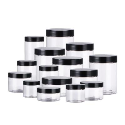 China Clear Food Container Plastic Storage Jars 4oz 8oz With Plastic Lid Metal Lid for sale