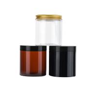 China Amber Clear PET Plastic Storage Jars With Aluminum Plastic Screw Cap for sale
