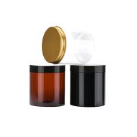 China Amber Clear PET Plastic Storage Jars With Aluminum Plastic Screw Cap for sale