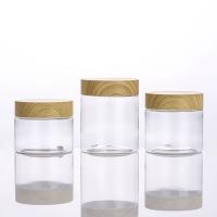 China Clear PET Plastic Jar 80ml 100ml 120ml 150ml 200ml 250ml With Bamboo Lid for sale