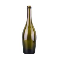 China Champagne Shaped Glass Wine Bottle Empty Antique Green Wine Packaging 750ml for sale