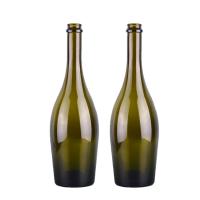 China Champagne Shaped Glass Wine Bottle Empty Antique Green Wine Packaging 750ml for sale