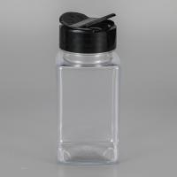 China 120ml Plastic Seasoning Bottle With Shaker Lids Square Plastic Spice Container for sale