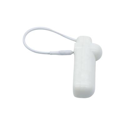 China 58KHz AM EAS Security Hard Tag White ABS Plastic 45x12x19mm with Steel Wire Lanyard for Retail Stores for sale