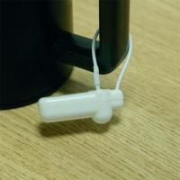 China 58KHz AM EAS Security Hard Tag White ABS Plastic 45x12x19mm with Steel Wire Lanyard for Retail Stores for sale