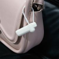 China 58KHz AM EAS Security Hard Tag White ABS Plastic 45x12x19mm with Steel Wire Lanyard for Retail Stores for sale
