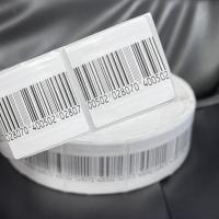 China White EAS 8.2MHz Security RF Soft Label 50 X 50mm Coated Paper With Bar Code for sale