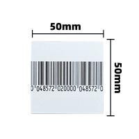 China White EAS 8.2MHz Security RF Soft Label 50 X 50mm Coated Paper With Bar Code for sale