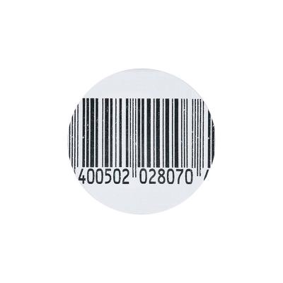 China RF 8.2MHz EAS Soft Security Tags Round Diameter 40mm with Barcode for Retail Stores for sale