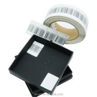 China RF 8.2MHz EAS Soft Security Label 30x40mm Coated Paper with Barcode for Retail Stores for sale