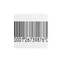 China EAS RF Security Soft Label 8.2MHz 30x30mm Coated Paper with Barcode for Retail Stores for sale