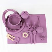 China Wholesale Baby Geschirr Led Weaning Silicone Bib Spoon Bowl Spoon Bowl Plate Silicone Baby Feeding Tableware Set Product for sale