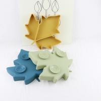 China Unbreakable Silicone Divided Suction Plate Colorful Maple Shape for sale