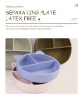 China Food Grade Silicone Baby Cat Divided Plate Feeding Bowl Cartoon Fox Dishes Suction for sale