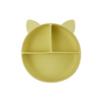 China Food Grade Silicone Baby Cat Divided Plate Feeding Bowl Cartoon Fox Dishes Suction for sale