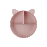 China Food Grade Silicone Baby Cat Divided Plate Feeding Bowl Cartoon Fox Dishes Suction for sale