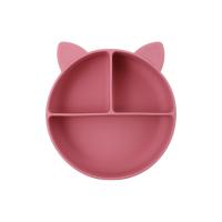 China Food Grade Silicone Baby Cat Divided Plate Feeding Bowl Cartoon Fox Dishes Suction for sale
