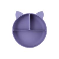 China Food Grade Silicone Baby Cat Divided Plate Feeding Bowl Cartoon Fox Dishes Suction for sale