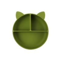 China Food Grade Silicone Baby Cat Divided Plate Feeding Bowl Cartoon Fox Dishes Suction for sale