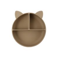 China Food Grade Silicone Baby Cat Divided Plate Feeding Bowl Cartoon Fox Dishes Suction for sale