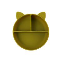 China Food Grade Silicone Baby Cat Divided Plate Feeding Bowl Cartoon Fox Dishes Suction for sale