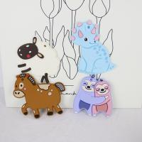 China Colorful Baby Personalized Silicone Teether With Sheep Horse Dino Shape for sale
