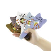 China Kitty Shape Food Grade Silicone Rattle Teether For Baby Toddler for sale