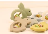 China Eco Friendly Silicone Baby Toys Rattle Rabbit Shape For Toddler for sale