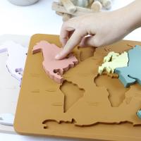 China Silicone World Map Personalized Baby Puzzle For Toddlers Montessori Educational for sale
