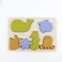 China Sea Ocean Animals Silicone Puzzle , Educational Montessori Baby Puzzle for sale