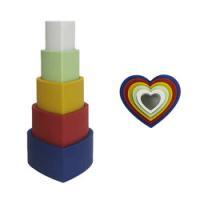 China Toddler Educational Silicone Stacking Blocks With Star Heart Flower Shape for sale