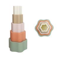 China Toddler Educational Silicone Stacking Blocks With Star Heart Flower Shape for sale