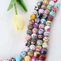 China Round Printing Silicone Teething Bead BPA Free With 12mm 15mm Size for sale