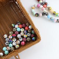 China Round Printing Silicone Teething Bead BPA Free With 12mm 15mm Size for sale