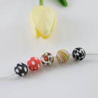 China Round Printing Silicone Teething Bead BPA Free With 12mm 15mm Size for sale