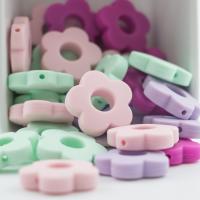 China Flower Holes Silicone Teething Bead 4.5cm For DIY Pacifier Clip Chew Necklace for sale
