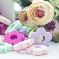 China Flower Holes Silicone Teething Bead 4.5cm For DIY Pacifier Clip Chew Necklace for sale