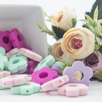China Flower Holes Silicone Teething Bead 4.5cm For DIY Pacifier Clip Chew Necklace for sale