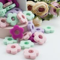 China Flower Holes Silicone Teething Bead 4.5cm For DIY Pacifier Clip Chew Necklace for sale