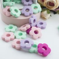 China Flower Holes Silicone Teething Bead 4.5cm For DIY Pacifier Clip Chew Necklace for sale