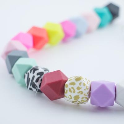 China 17mm Hexagon Silicone Teething Bead Eco Friendly Safety Chewable For Baby Teething for sale