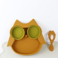 China Brown Owl Style Silicone Suction Plate For Toddler Kids Multi Functional for sale