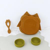 China Brown Owl Style Silicone Suction Plate For Toddler Kids Multi Functional for sale