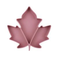 China Food Grade Toddler Silicone Plates , Maple Shape Suction Divided Plate Unbreakable for sale